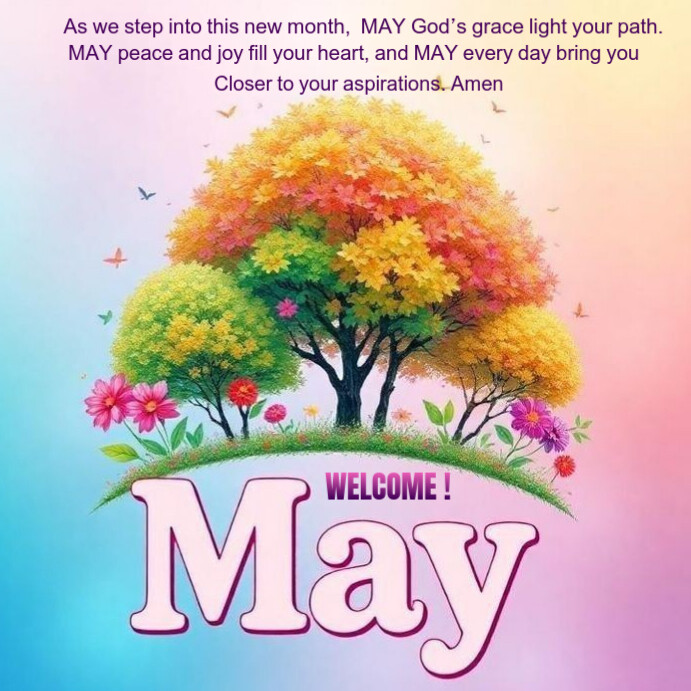Modern & Minimal Simple Hello May/ Welcome May Prayer And Greeting Card ...