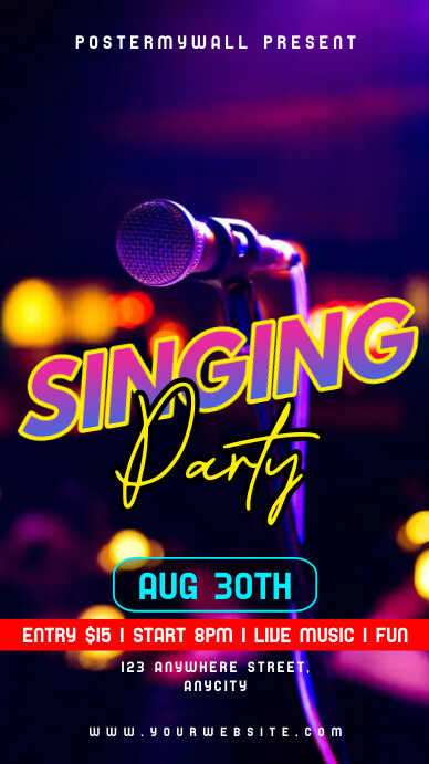 Plantilla de Modern & Minimal Singing Party Instagram Stor | PosterMyWall