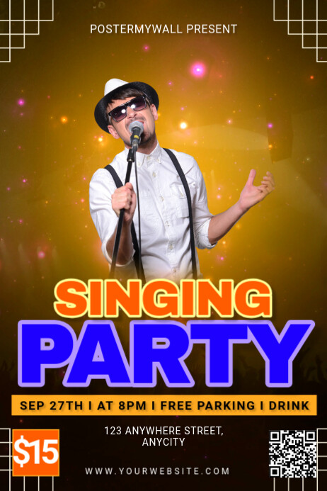 Modern & Minimal Singing Party Poster Template | PosterMyWall
