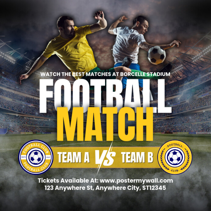 Modern & Minimal Soccer Match Pos Instagram Template | PosterMyWall