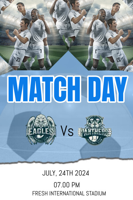 Modern & Minimal Soccer Matchday Poster Templat | PosterMyWall