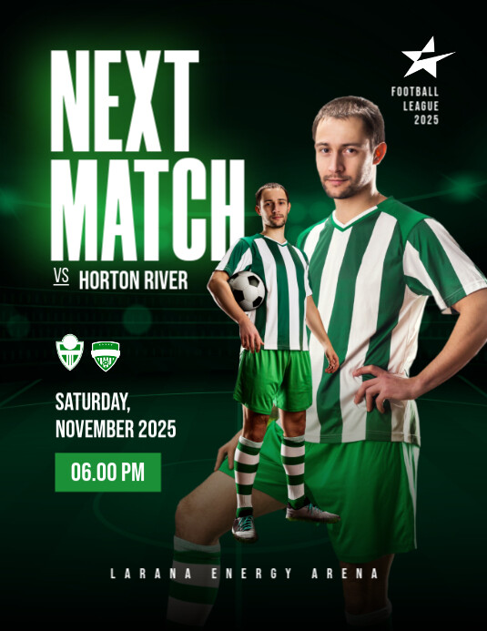 Modern & Minimal Soccer Next Match Pamflet (letter As) Template ...