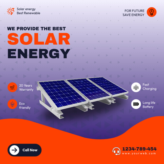 Copy of Modern & Minimal Solar Energy Ads Poster Template Square (1:1 ...