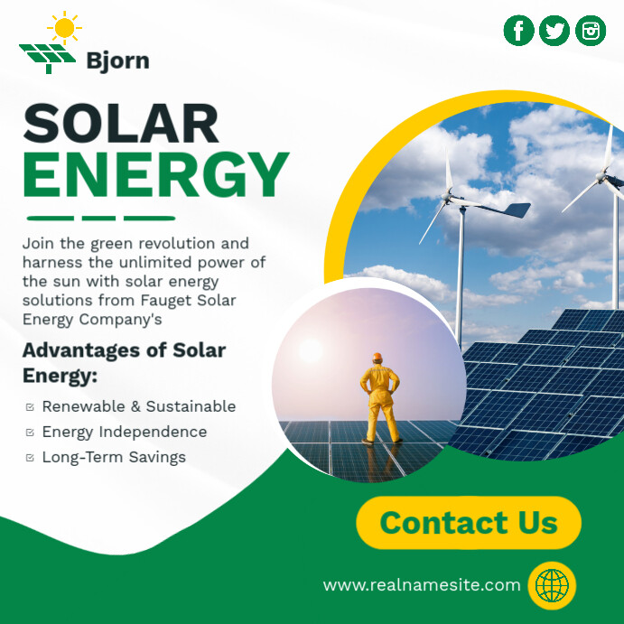 Modern & Minimal Solar Energy Instagram Post Template | PosterMyWall