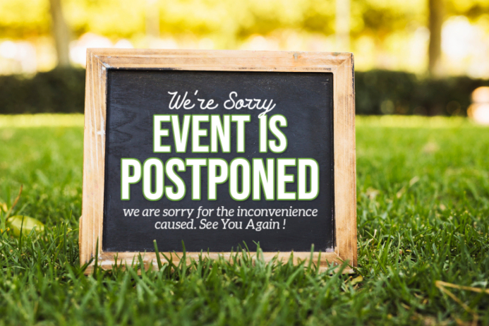 Copy of Modern & Minimal Sorry Event Is Postponed Label | PosterMyWall