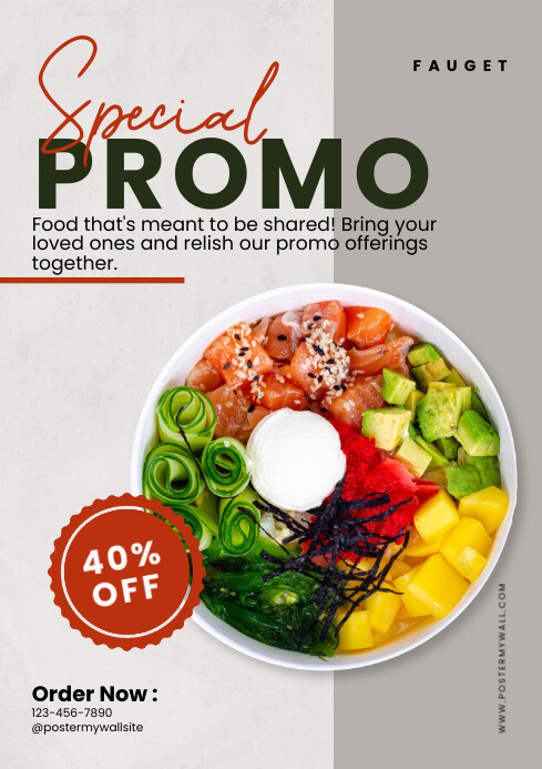 Modern & Minimal Striped Food Promo A4 Template | PosterMyWall