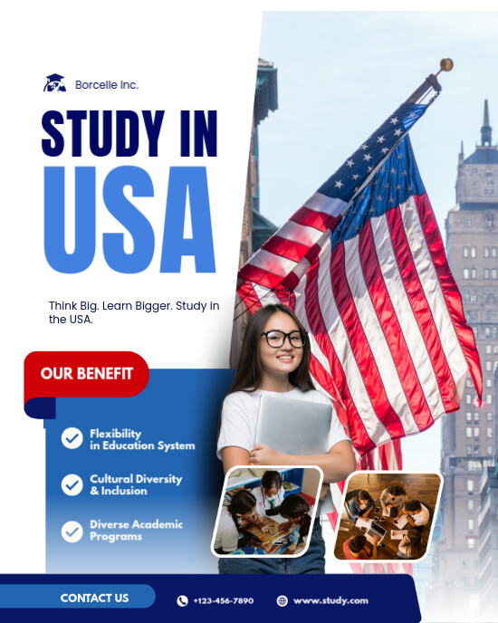 Copy of Modern & Minimal Study In Usa Instagram Portrait | PosterMyWall