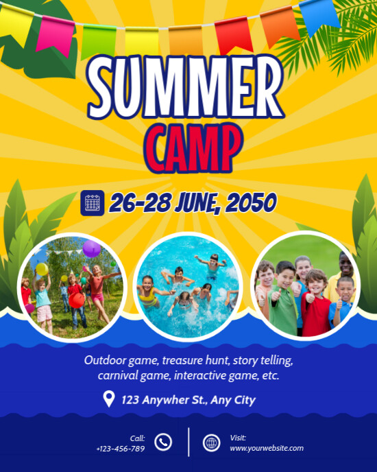 Modern & Minimal Summer Camp Advertising Instagram Portrait Template ...
