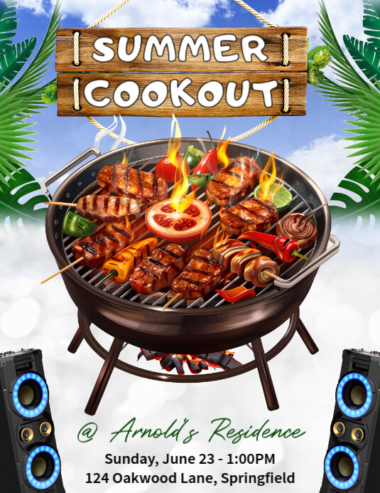 Modern & Minimal Summer Cookout Flyer (us Letter) Template | PosterMyWall