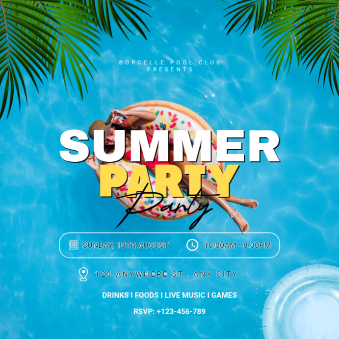 Modèle Modern & Minimal Summer Pool Party Ad Flyer Template Design ...