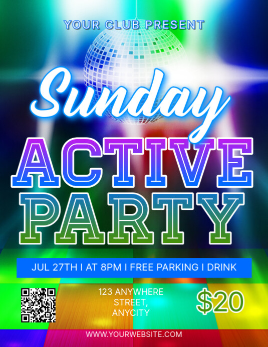 Modern & Minimal Sunday Active Party Pamflet (letter As) Template ...