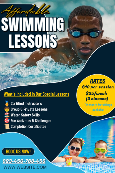 Copy of Modern & Minimal Swimming Lessons Poster | PosterMyWall