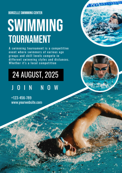 Modern & Minimal Swimming Tournament Ads A4 Template | PosterMyWall