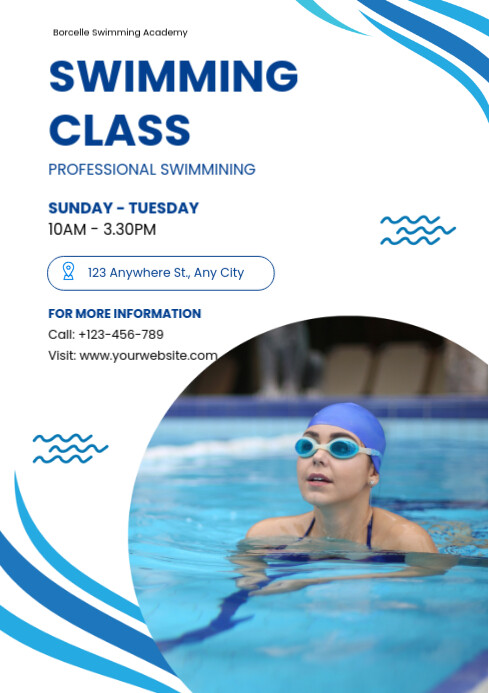 Modern & Minimal Swimming Training Academy Ad Flyer Design A4 Template ...