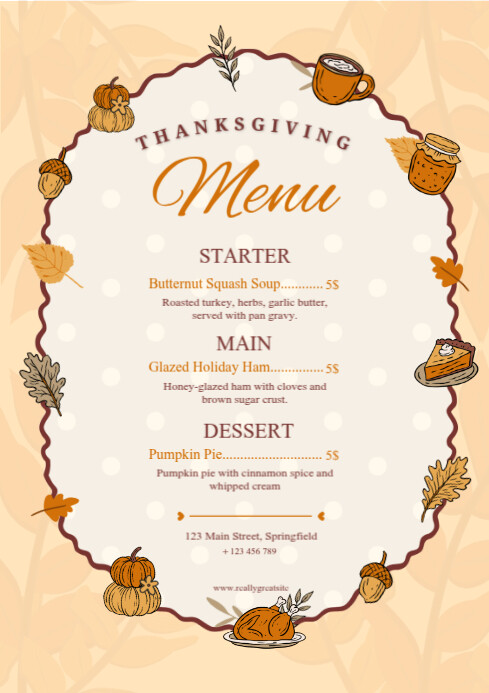Plantilla de Modern & Minimal Thanksgiving Menu A4 | PosterMyWall