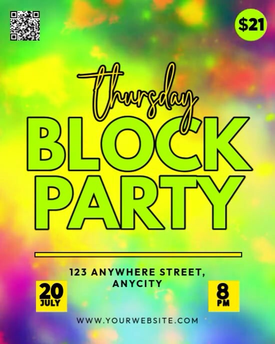 Plantilla de Modern & Minimal Thursday Block Party Instagram Portrait ...