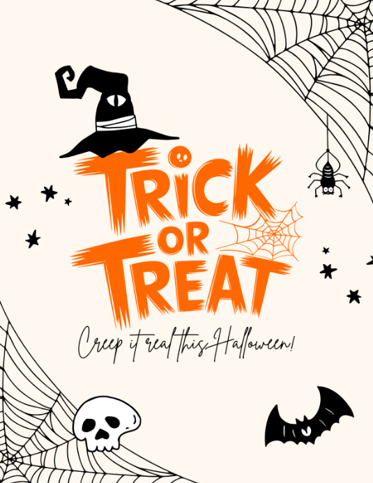 Copy of Modern & Minimal Trick Or Treat Flyer (us Letter) | PosterMyWall