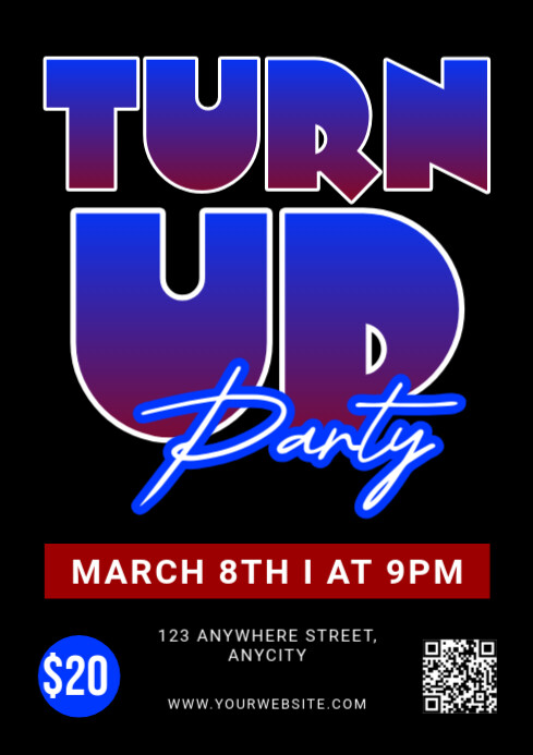 Modern & Minimal Turn Up Party A2 Template | PosterMyWall