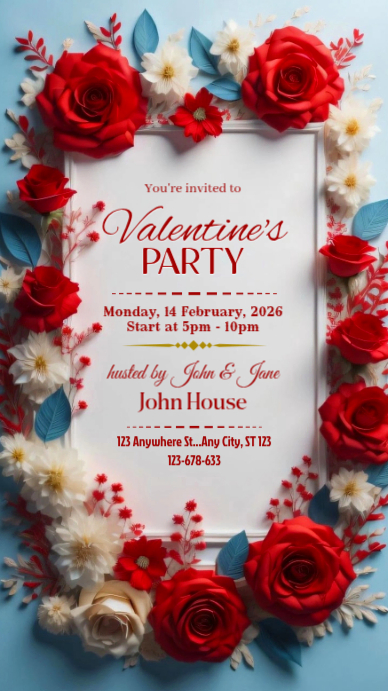 Modern & Minimal Valentine's Party Invitation Flyer Digital Display (9: ...