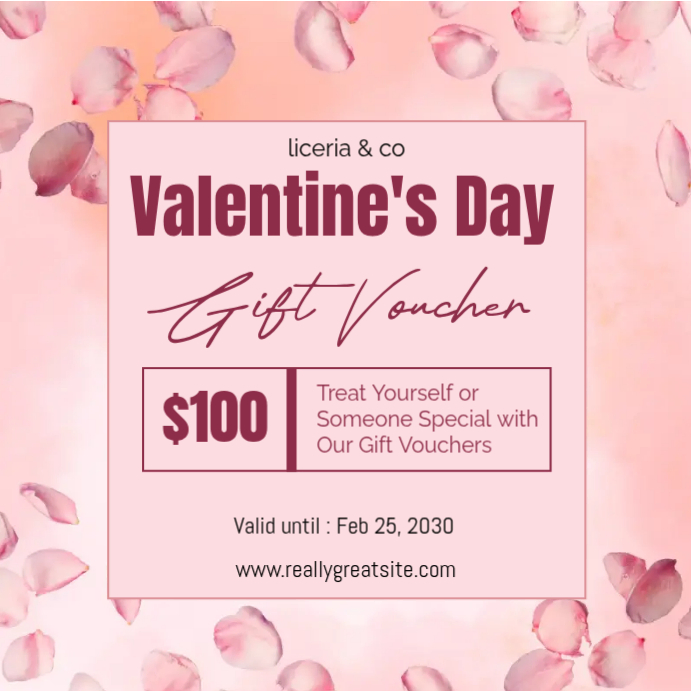 Modern & Minimal Valentines Day Gift Voucher Instagram Post Template ...