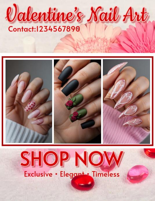 Plantilla de Modern & Minimal Valentines Nail Art New Arrival Poster ...