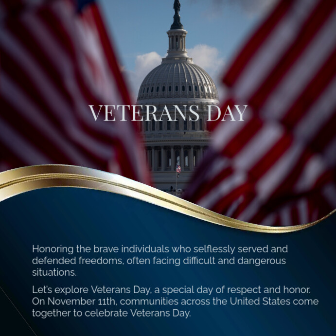 Modern & Minimal Veterans Day Instagram Post Template | PosterMyWall