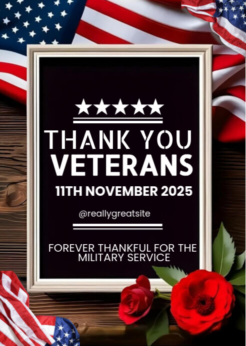 Modern & Minimal Veterans Day Photo Frame A6 Template | PosterMyWall