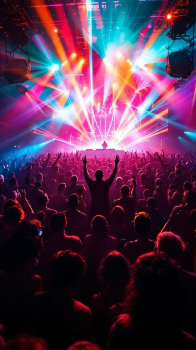 Modern & Minimal Vibrant Nightlife | Colorful Dj Party & Concert Crowd ...