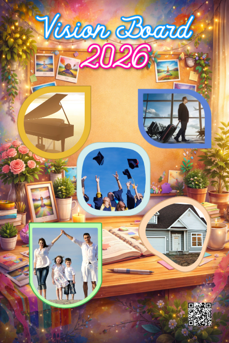 Modern & Minimal Vision Board 2026 Poster Template | PosterMyWall