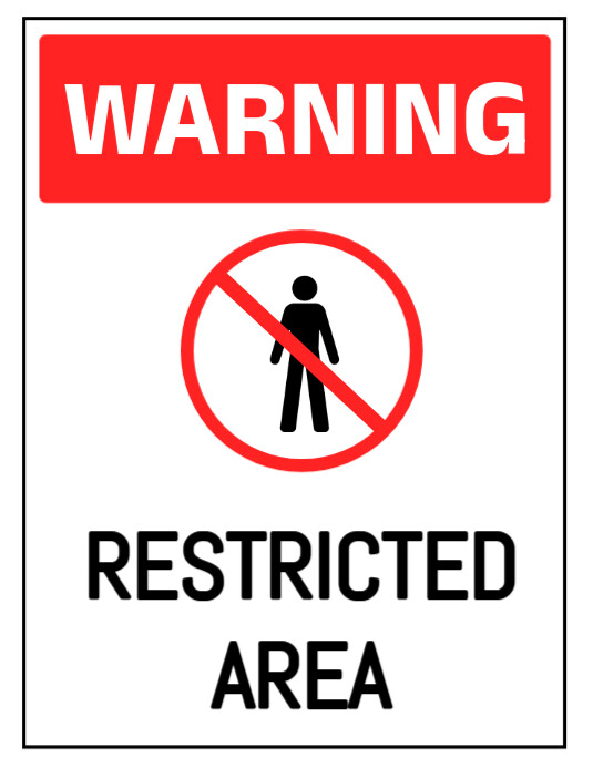 Modern & Minimal Warning Restricted Area Sign Flyer (us Letter ...