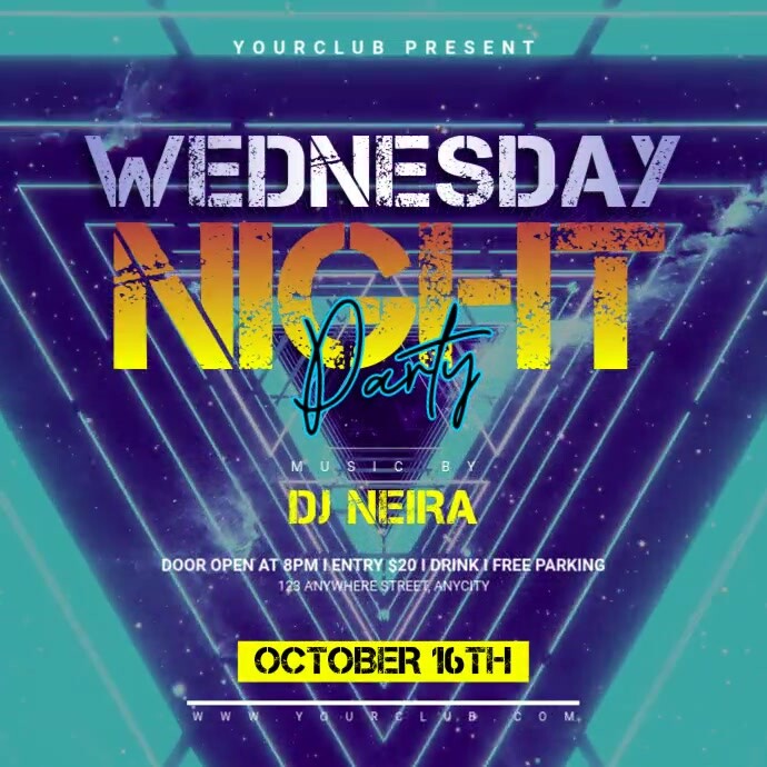 Modern & Minimal Wednesday Night Party Pos Instagram Template ...