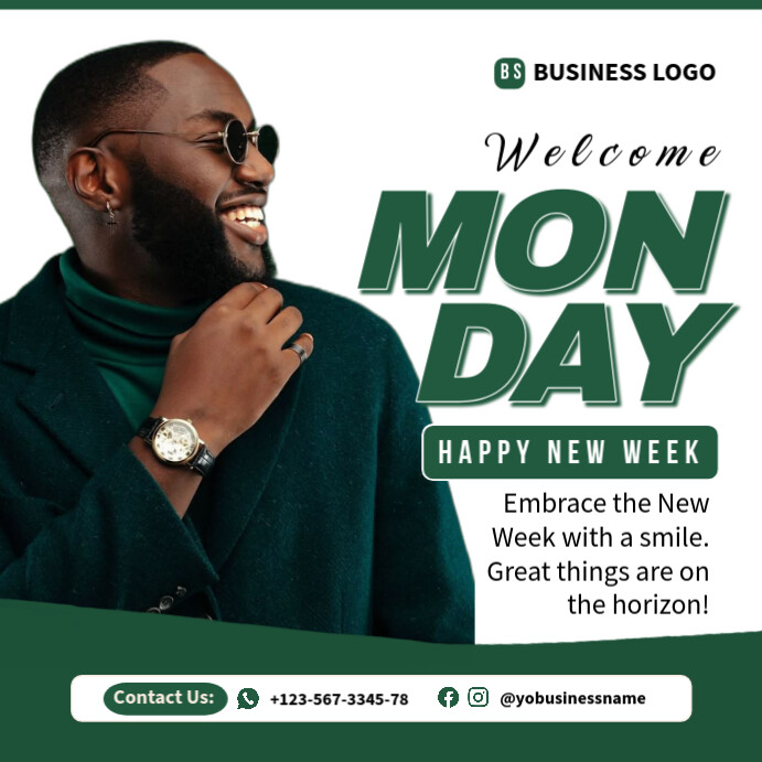Modern & Minimal Welcome Monday New Week Design Instagram Post Template ...