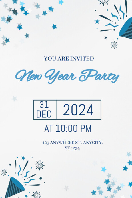 Copy of Modern & Minimal White And Blue Simple New Year Party Flyer ...