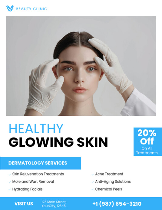 Modern & Minimal White Dermatology Flyer (us Letter) templaat ...