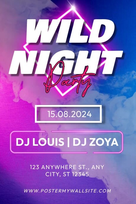 Modern & Minimal Wild Night Party Poster เทมเพลต | PosterMyWall