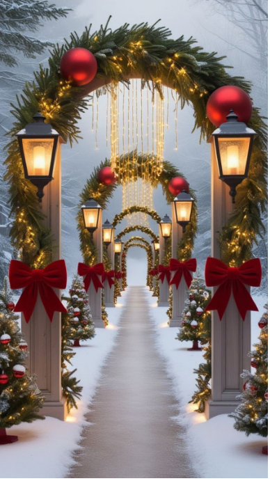 Modern & Minimal Winter Christmas Archway Background With Festive ...