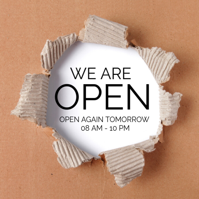 Plantilla de Modern & Minimal Yes We Are Open Now Torn Background ...