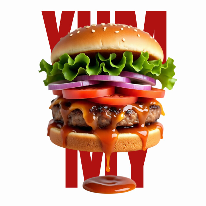 Modern & Minimal Yummy Burger Instagram Post Template | PosterMyWall