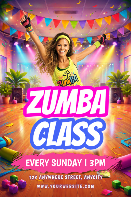 Modern & Minimal Zumba Classes Poster Template | PosterMyWall