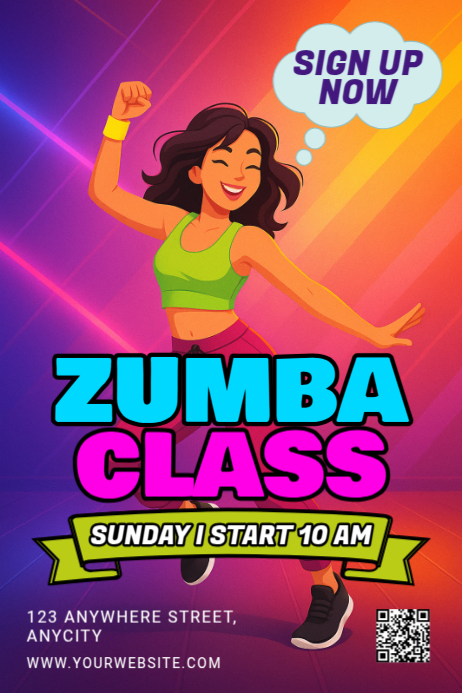 Modern & Minimal Zumba Classes Poster Template | PosterMyWall