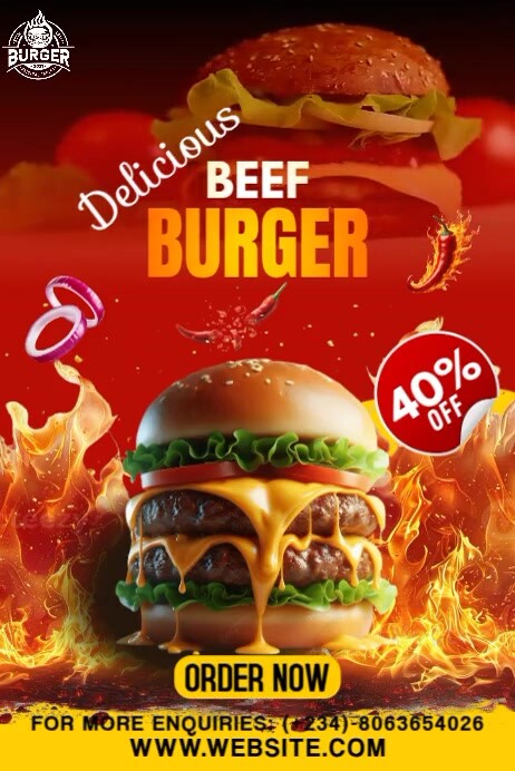 Modern & Minimal Burger Promo Template Poster | PosterMyWall