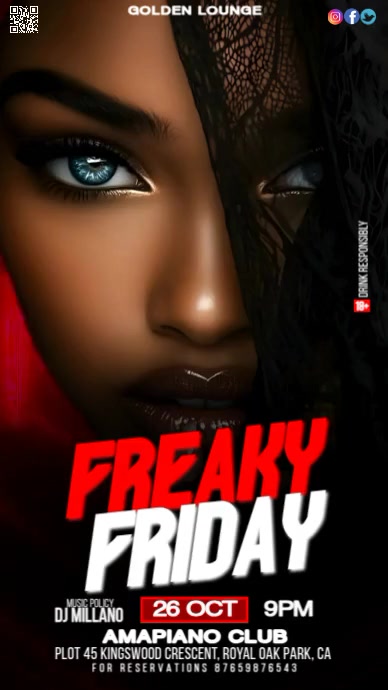 Modern & Minimal Friday Night Groove Template Digital Display (9:16 ...