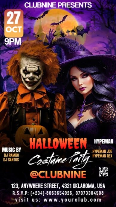 Modern & Minimal Halloween Party Flyer Instagram Story Template ...