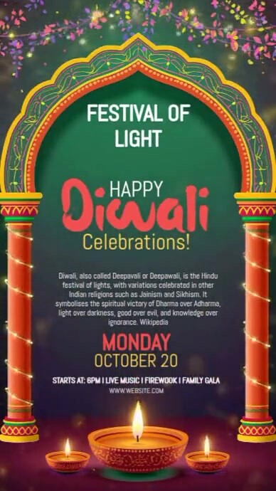 Modern & Minimal Happy Diwali Instagram Story Template | PosterMyWall