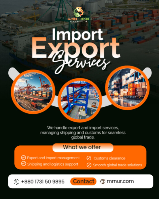 Modern & Minimal Import And Export Services Instagram Portrait Template ...