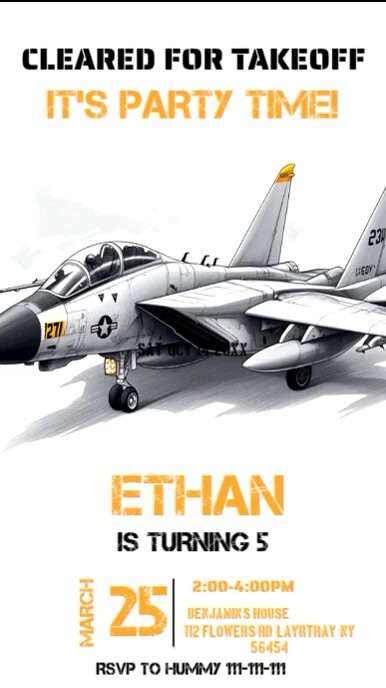 Modern & Minimal Jet Theme Birthday Digital Display (9:16) Template ...