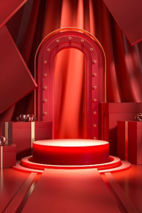 Modern & Minimal Luxury Red Stage Background Poster Template | PosterMyWall