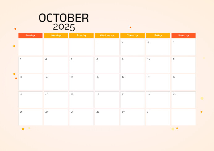 Modern & Minimal October 2025 Calendar A4 Template | PosterMyWall