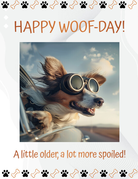 Modern & Minimal Personalized Dog Birthday Card Flyer (us Letter ...