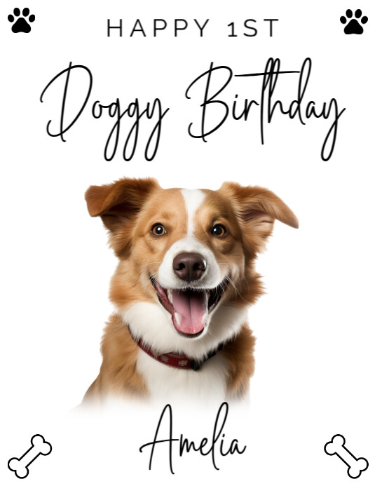 Modern & Minimal Personalized Dog Birthday Card Flyer (us Letter ...